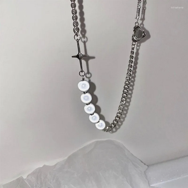 Chains Glow Pearl Cross Necklaces For Men Women Egirls Eboy Korean ...